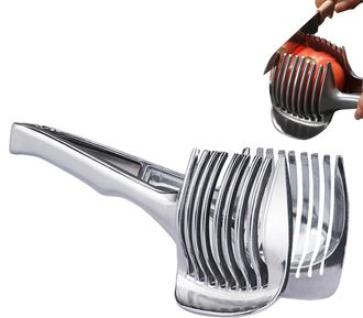 Generic Tomatenhalter - Zitronenschneidewerkzeug, Tomatenschneider, Zitronenschneider aus Edelstahl mit Griff | Mehrzweck-Hand-Obstschneider, rund, einfaches 