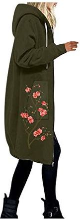 Generic Vestes dhiver d&eacute;contract&eacute;es 2026 pour femmes, manteau dhiver &agrave; imprim&eacute; floral, veste &agrave; capuche chaude avec fermeture &eacute;clair, Vert, XXL