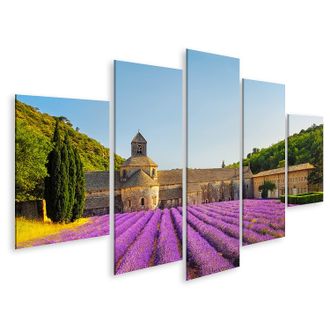 Islandburner Bild auf Leinwand Abtei Von Senanque Und Bl&uuml;hende Reihen Lavendel Blumen Auf Sonnenuntergang Gordes Luberon Vaucluse Provence Frankreich Europa Wandbi