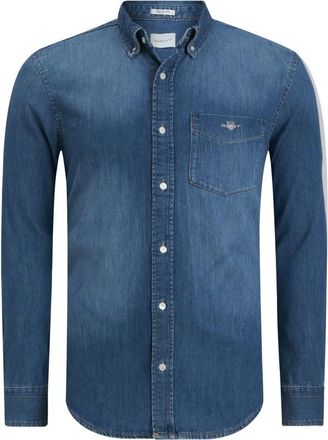 GANT Homme, Chemises, Bleu, Taille: XL Chemise en denim avec coupe regular