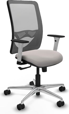 Piqueras y Crespo B&uuml;rostuhl Zulema in Grau und Wei&szlig;, mit schwarzen und wei&szlig;en Armlehnen, h&ouml;henverstellbare Lendenwirbelst&uuml;tze, ausgestattet mit 3 Positionen und Schneid