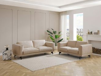 Vente-Unique 3- und 2-Sitzer Sofas - Chenille-Stoff Beige - DEMBOLA