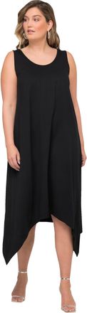 Miamoda Damen gro&szlig;e Gr&ouml;&szlig;en &Uuml;bergr&ouml;&szlig;en Plus Size Midikleid, A-Linie, R&uuml;cken-Spitzeneinsatz, &auml;rmellos, Zipfelsaum schwarz 44 832925130-44