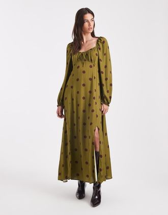 Miss Selfridge Robe longue tiss&eacute;e &agrave; pois-Multicolore