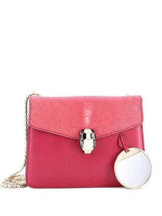 Bulgari Serpenti Forever Square Leather and Stingray Small shoulder bag - Rot