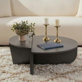 Pier Import Pier Import - Table basse moderne anthracite effet laque - 2 hauteurs marfa