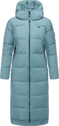 Ragwear Damen Wintermantel warmer wasserdichter und atmungsaktiver Steppmantel extralang mit Kapuze Patrise YOUMODO Stone Blue25 Gr. XS