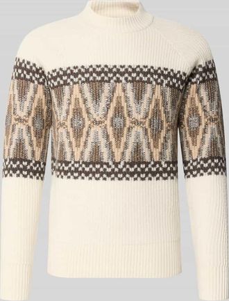 Bugatti Strickpullover aus Woll-Mix mit Stehkragen