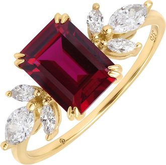 Edenly Ismée Ring - 9-karätiges Gelbgold, Rubin und laborgezüchtete Diamanten