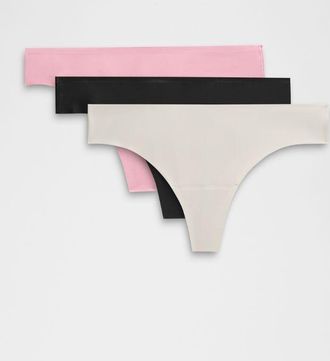lululemon InvisiWear String mit mittelhohem Bund 3er-Pack f&uuml;r Frauen - Gr&ouml;&szlig;e XL in Bone/Pink Tide/Black