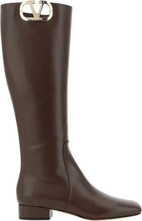 Valentino Garavani Stiefel - Leather Logo Boots - Gr. 35,5 (EU) - in Braun - für Damen