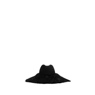 Comme Des Gar&ccedil;ons Schwarzer Wollfilz Fransenhut - - Accessories - Damen - Schwarzk - ONE SIZE