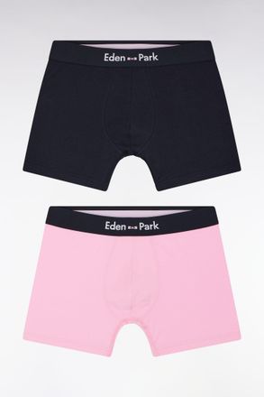 Eden Park Lot De Deux Boxers En Jersey De Coton Stretch Marine Et Rose