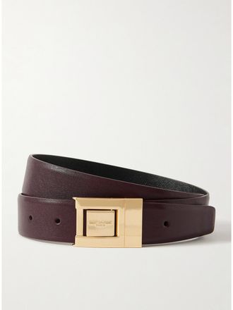 Saint Laurent Ceinture En Cuir Textur&eacute; - Violet