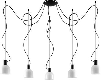 Lucande Pendelleuchte Serina (Modern) in Schwarz aus Glas (5 flammig, E27) - Deckenlampe Esstischlampe H&auml;ngelampe H&auml;ngeleuchte Wohnzimmerleuchte