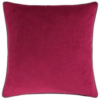 furn. Paoletti Meridian Kissen, Polyesterfüllung, Samt, Paspel, luxuriöses Dekor (Cranberry/Mokka, 55 x 55 cm)