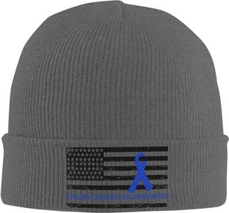 Generic Bonnet Drapeau De Sensibilisation Au Cancer Colorectal Mode Beanie Extensible Bonnet en Tricot pour lescalade Cyclisme D&eacute;contract&eacute;e