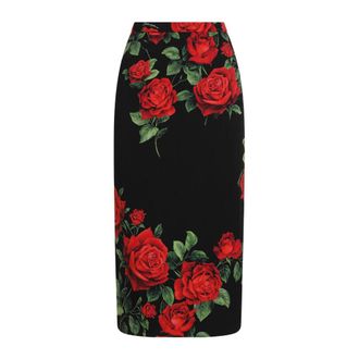 Dolce & Gabbana Femme, Jupes, Multicolore, Taille: 40 FR Jupe midi imprim&eacute; rose