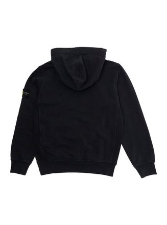 Stone Island Boys Hoodie For Kids Black Cotton Hoods & Sweatshirts