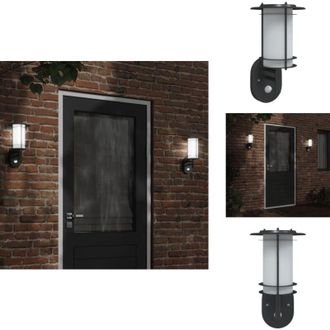 vidaXL Applique murale dext&eacute;rieur avec capteur noir acier inoxydable - Applique Murale Exterieure - &Eacute;clairage Exterieur - Luminaire Mural - Capteur De