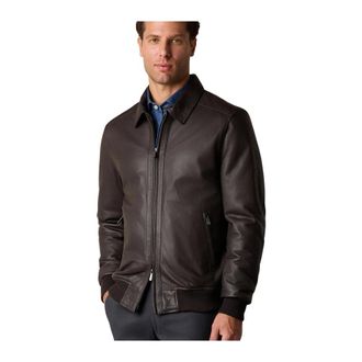Brooks Brothers Leather Bomber Jacket - - Jackets - Herren - Braun - 2XL