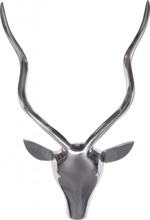 WOHNLING Deko Hirschgeweih S Aluminium Wanddeko Landhausstil Silber Metall modern, Design Hirschkopf Landhaus Geweih Wand groß, Wohndeko Hirsch außen, Wandschm