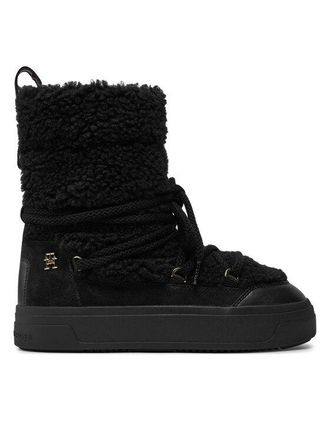 Tommy Hilfiger Schneeschuhe Lace-Up Faux Shearling Snowboot FW0FW08252 Schwarz