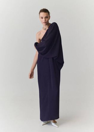 Mango Asymmetrisches Kleid mit Halskette blau - Damen - XS - MANGO