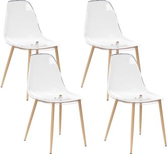 Beliani Lot de 4 Chaises de Salle &agrave; Manger Moderne Minimaliste Sans Accoudoirs Assise en Plastique Transparentes Takilma