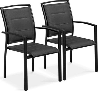 Oviala Lot de 2 fauteuils en aluminium noirs
