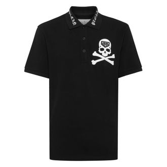 Philipp Plein Homme, Tops, Noir, Taille: S Polo T-Shirt Skull & Bones