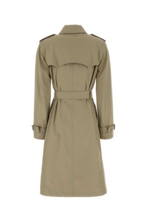 Burberry Womens Khaki Gabardine Trench Coat Saltmarshbeige