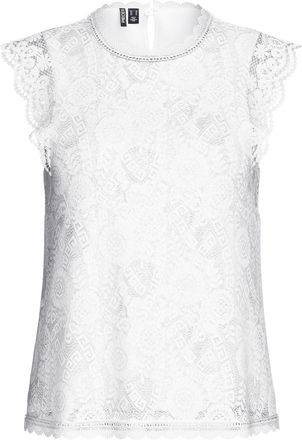 Pieces Damen Pcolline Sl Lace Top Noos BC T-Shirt, Cloud Dancer, M