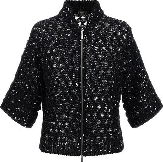 PESERICO Femme, Pulls, Noir, Taille: 36 FR Cardigan en maille tricot&eacute;e