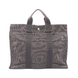 Herm&egrave;s Sac cabas Pre-owned Herline MM en toile de nylon - Femme - Pre-owned - Gris - Taille: ONE Size