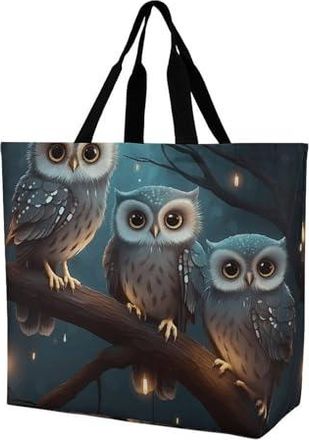 Generic Hibou Sur Un Arbre Sac Fourre Tout Imperm&eacute;able Tote Bag D&eacute;contract&eacute; Sac Fourre-Tout Pour Shopping Gym Voyage