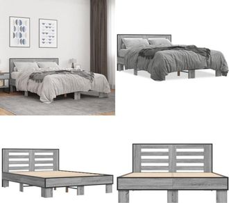 vidaXL Vidaxl - Cadre de lit sans matelas sonoma gris 140x190 cm - Cadre De Lit - Lit Double - Lit Sommier - Bois Dingénierie - Lit Design - Home & Living