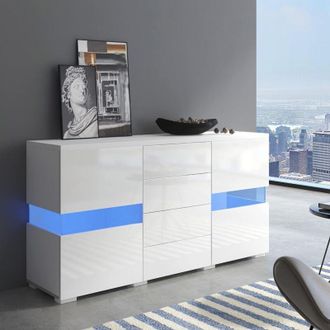 Need Buffet de Haute Brillance Table de Console, Commodes Sideboards avec Tiroir et Armoire avec 16 Couleurs de Lumi&egrave;re led pour Salle &agrave; Manger, Salon