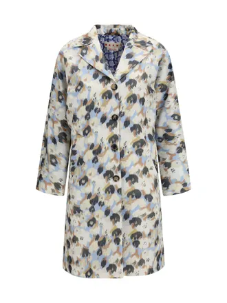 Marni Womens Parka Coat Printed Light Blue Polyester