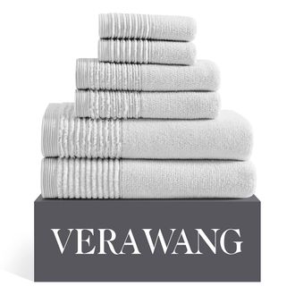 Vera Wang Sculpted Pleat Collection | Handtuch-Set, 100% Baumwolle, weich und luxuriös, super saugfähig und mittelschwer, 6 Stück, grau