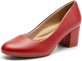Dream Pairs Escarpins Femme Confortables Chaussures de Travail Classiques et Simples, Idéales pour Tenues de Bureau et Costumes Professionnels,Size 38.5,Rouge-PU,