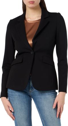 Taifun Damen Klassischer Blazer mit Stretchkomfort Langarm Blazer Langarm gef&uuml;ttert Blazer unifarben Schwarz 36