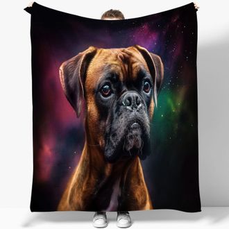 Generic Khaki Kuscheldecke, Tierfotografie Boxer Hund Bedruckte Decke für Sofa Couch Bett, 180 x 220 cm Fleece Wohndecke Warm Couchdecke Raumdekor Plüsch Flan