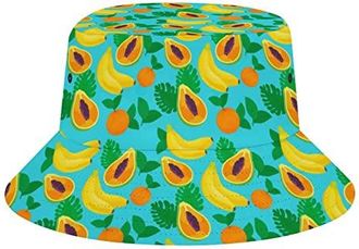 Generic Papaye Orange Banane Fruit DÉté Tropical P Seau Chapeau Unisexe Chapeaux De Seau Mode Bucket Hat pour Femme Hommes Été