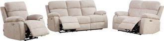 Vente-Unique 3-Sitzer-Sofa, 2-Sitzer-Sofa & Relaxsessel elektrisch mit Massagefunktion - Chenille-Stoff - Beige - KOCENI