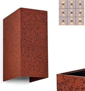 HOFSTEIN LED Au&szlig;enwandleuchte Hoods, Wandlampe aus Metall in Rostfarben, Wandleuchte mit verstellbaren Up&Down Effekten, Au&szlig;enleuchte f&uuml;r Eingangsbereich, LED 