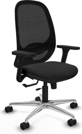 Piqueras y Crespo Schwarzer B&uuml;rostuhl mit 3D-Armen, h&ouml;henverstellbare Lendenwirbelst&uuml;tze, ausgestattet mit Syncro/Traslack und Schneideschaum, mit Rollen von 65 mm, Nyl