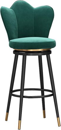 Generic Drehbarer Barhocker mit bl&uuml;tenf&ouml;rmiger R&uuml;ckenlehne, Fu&szlig;st&uuml;tze und schwarzen Metallbeinen f&uuml;r K&uuml;cheninseln, Bartheken und Esszimmer