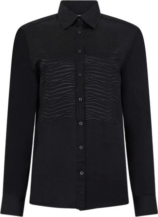 Roberto Cavalli Femme, Blouses et Chemises, Noir, Taille: 40 FR Chemise en coton avec motif z&egrave;bre brod&eacute;