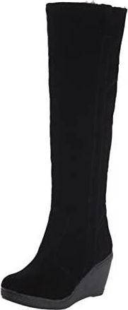 Generic Bottes chaudes avec talon compens&eacute; pour femmes, longues bottes, bottes, chaussures, bottines, bottes neige en coton pour femmes noires taille 42, Noir